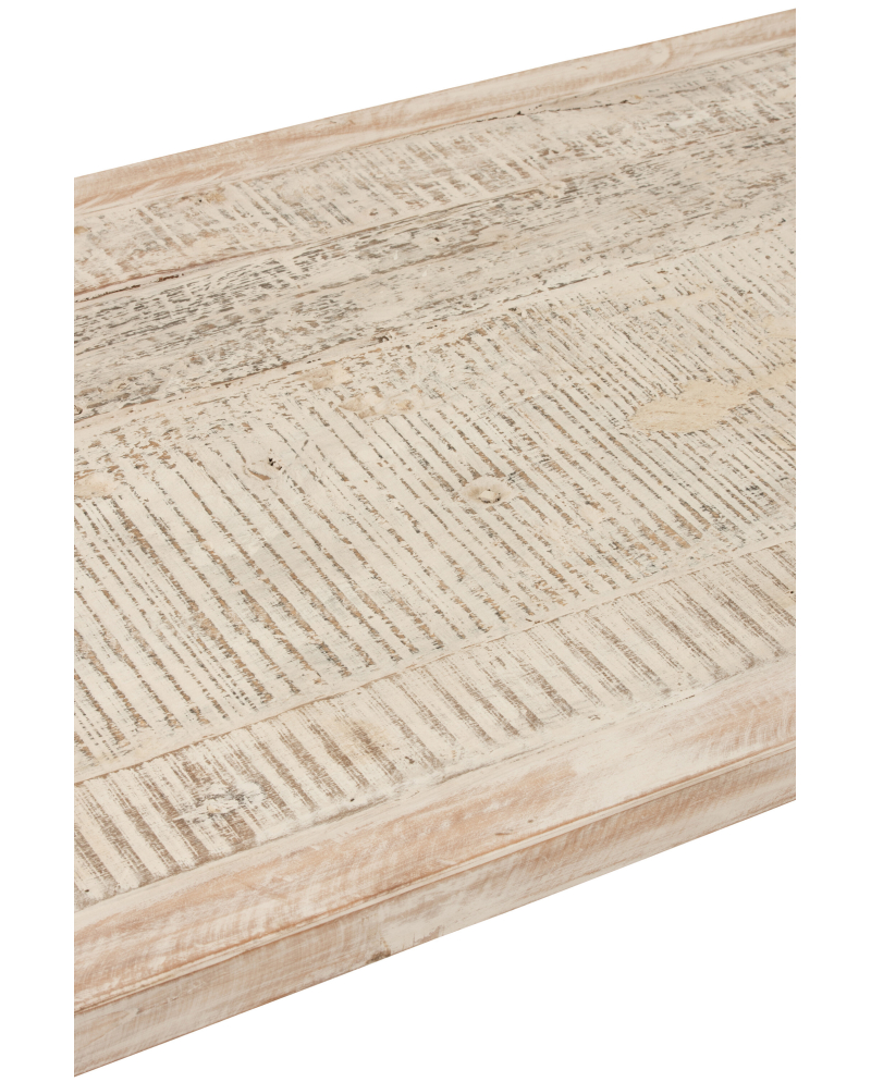 Table Basse Lit Militaire Bois Délavé - Naturel et Blanc